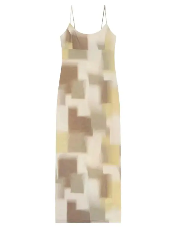 Emporio Armani Abstract Print Tulle Maxi Dress - Neutrals