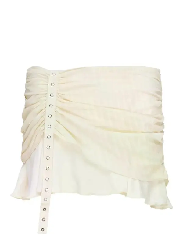 GLOWNY Ruched Detail Mini Skirt - Neutrals