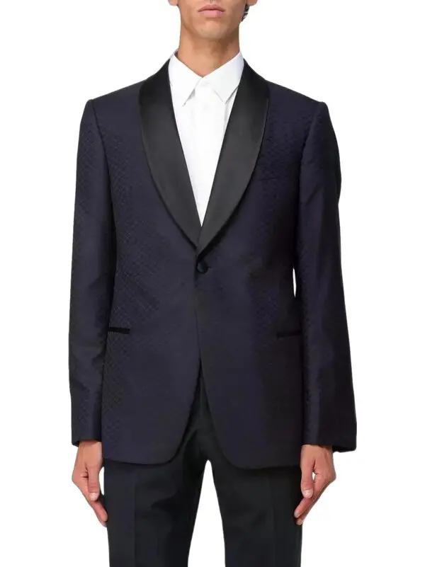 Emporio Armani Jacquard-pattern Shawl-lapel Blazer - Blue