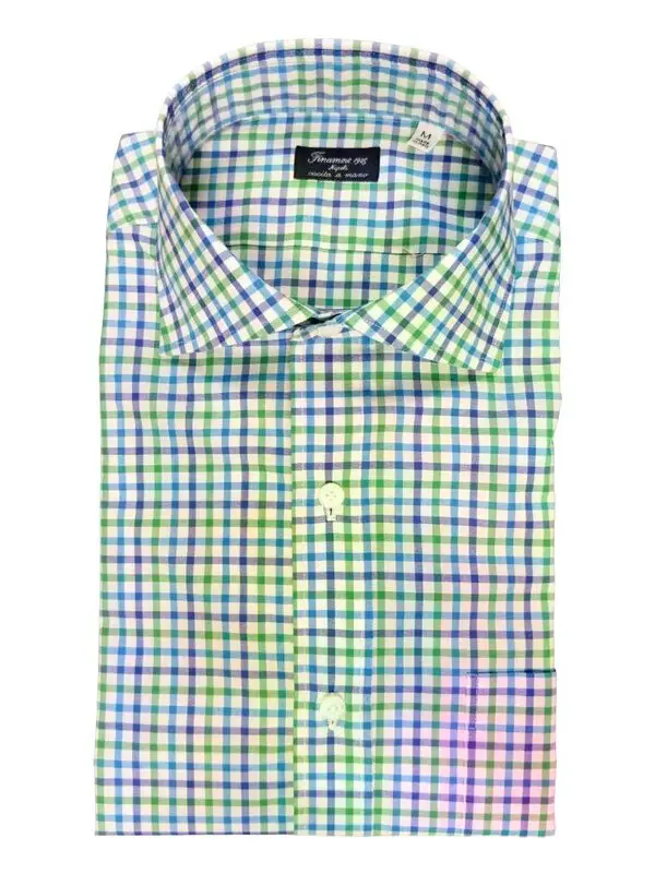 FINAMORE 1925 Zante Check-pattern Shirt - Blue