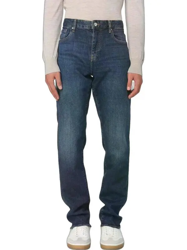 Armani Exchange Logo Patch Straight-leg Jeans - Blue