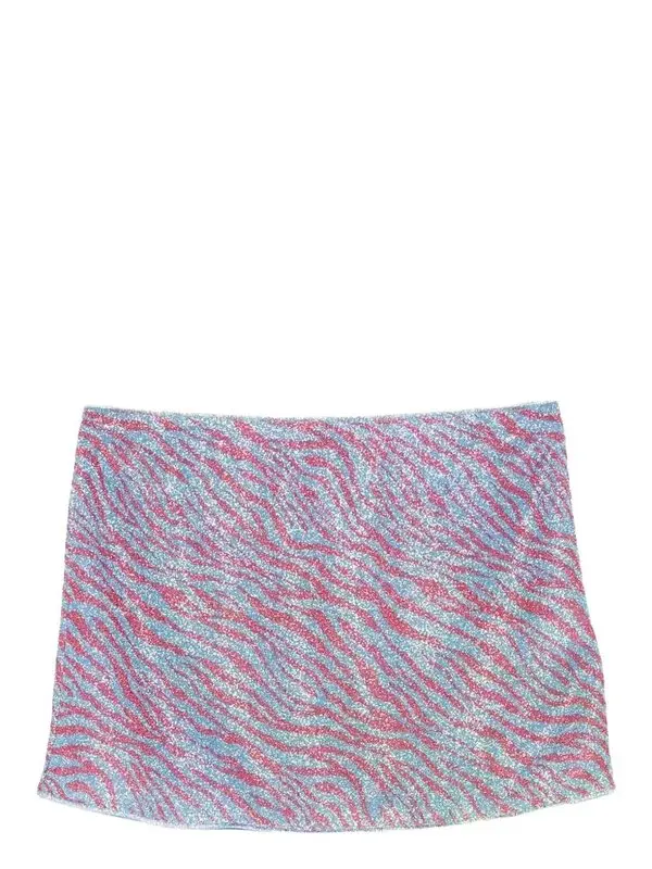 Oseree Zebra Print Midi Skirt - Blue