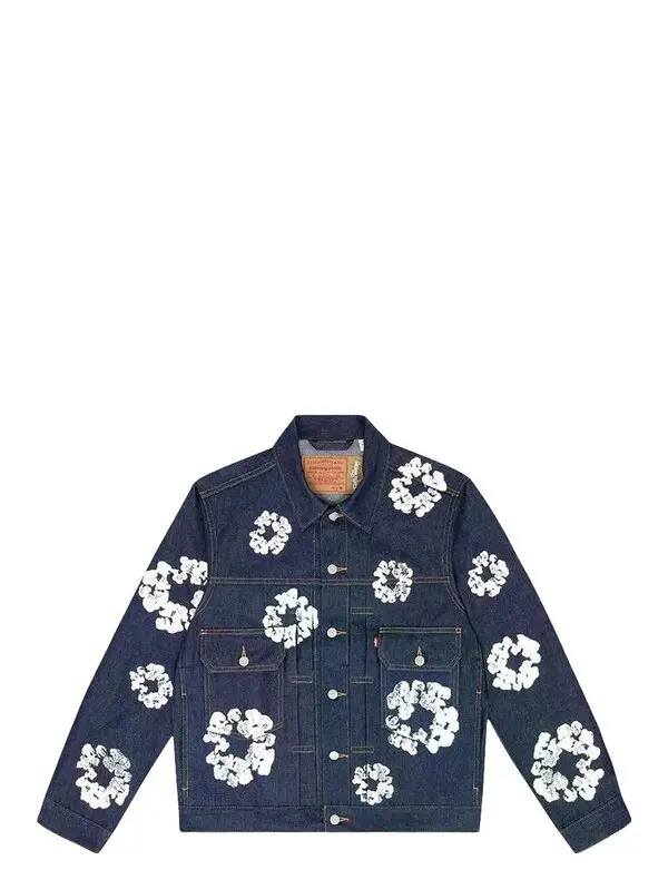 DENIM TEARS Floral Detail Denim Jacket - Blue