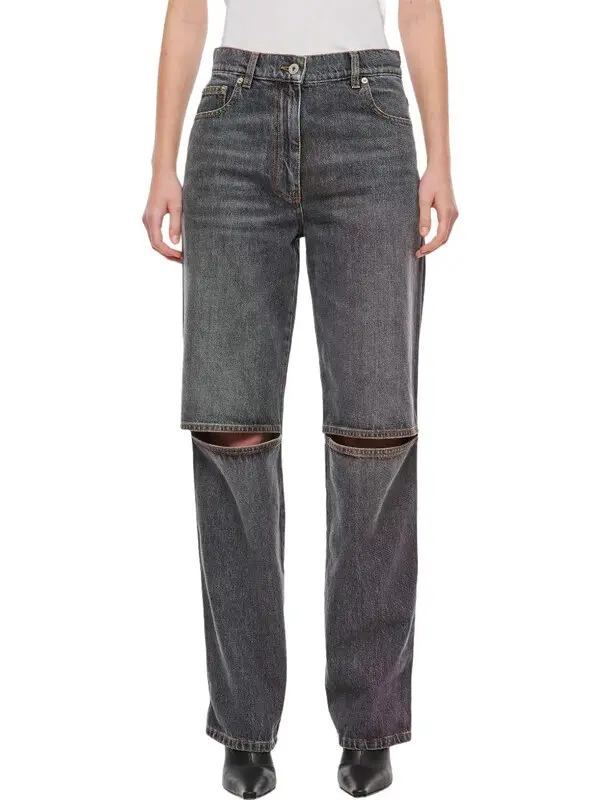 JW Anderson Anchor-logo Cut-out Jeans - Grey
