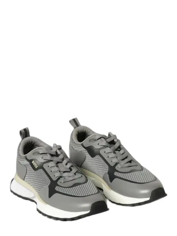 BOSS Mesh Panelled Lace-up Sneakers - Grey
