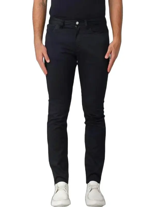 Armani Exchange Navy Cotton Blend Trousers - Blue