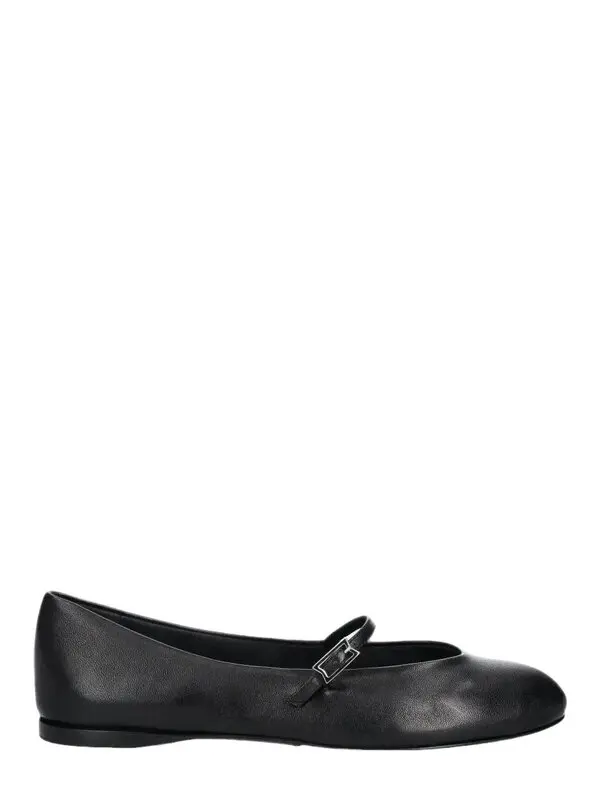 Max Mara Buckle-strap Leather Ballet Flats - Black