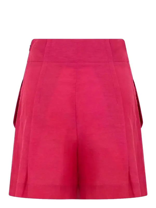 Alberta Ferretti Fuchsia Slub Texture Wrap Design Pleated Skorts - Pink