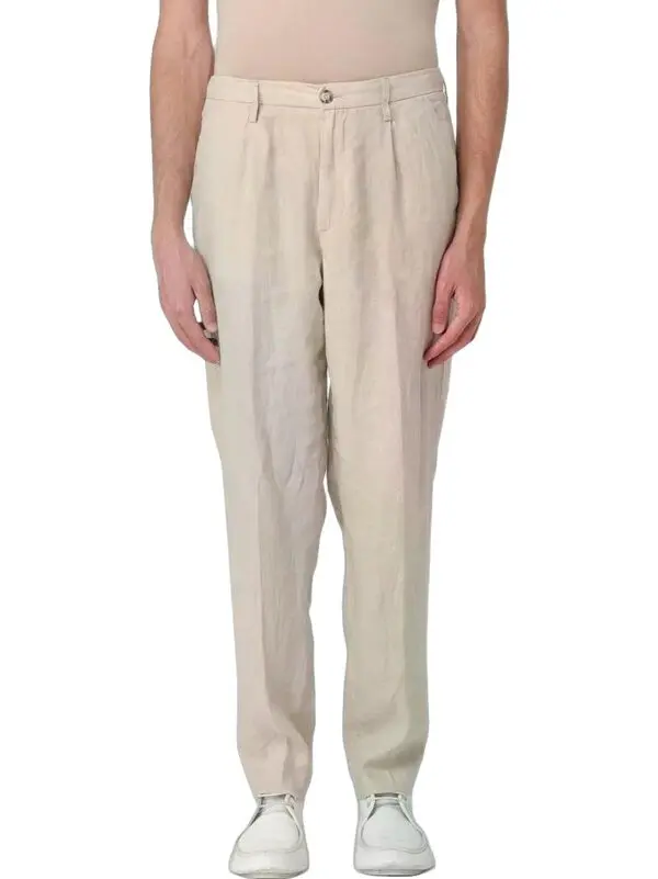 RE-HASH Pleat-detail Linen Trousers - Neutrals