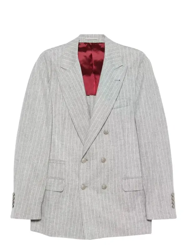 Brunello Cucinelli Pinstripe-pattern Double-breasted Blazer - Grey