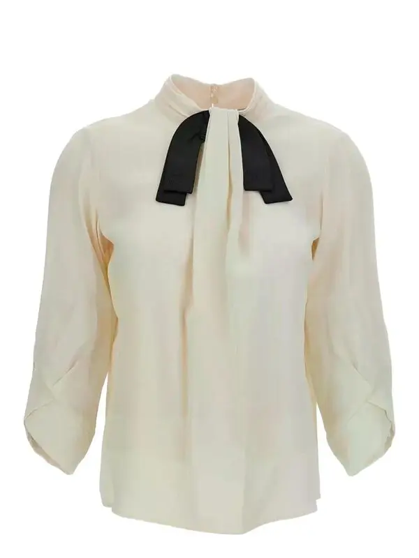 Elisabetta Franchi Pussy-bow Long-sleeve Blouse - Neutrals