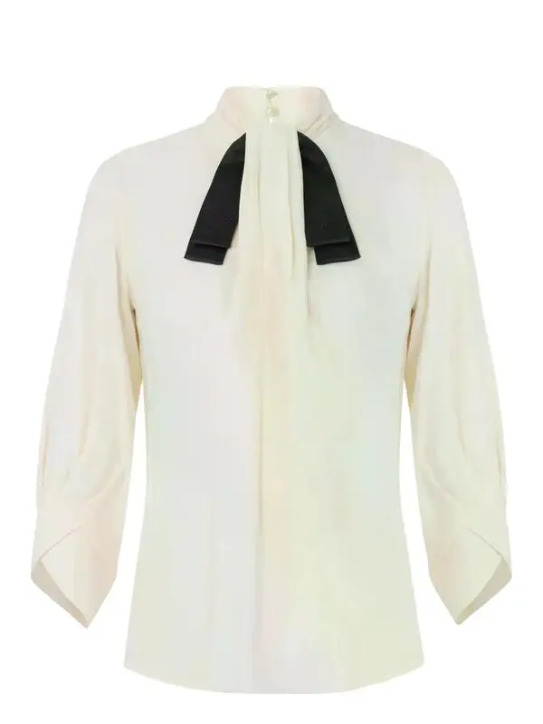 Elisabetta Franchi Pussy-bow Long-sleeve Blouse - Neutrals