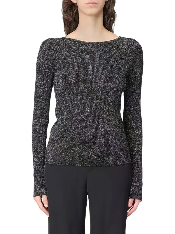 Moschino Metallic-thread Boat-neck Sweater - Black