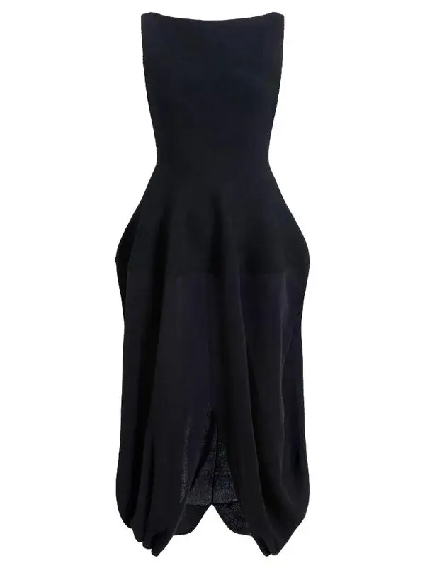 Proenza Schouler Sukki Draped Viscose Dress With Bubble Hem And Slits - Black