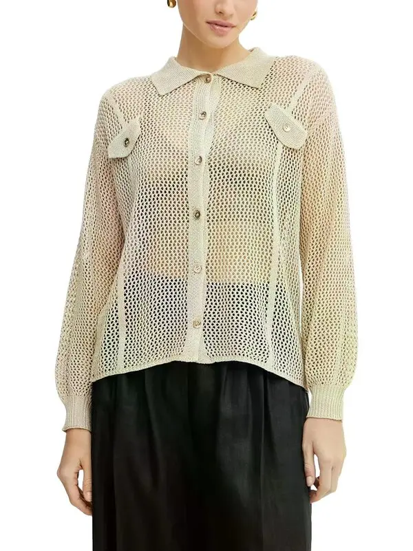 FRACOMINA Open-knit Button-up Cardigan - Neutrals