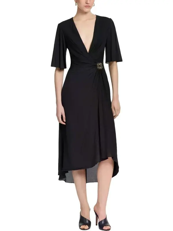 Elie Saab Gathered Silk Dress - Black