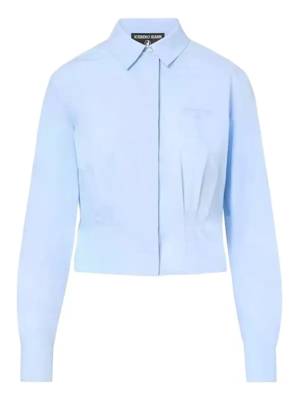 Iceberg Pleated Cropped Shirt - Blue
