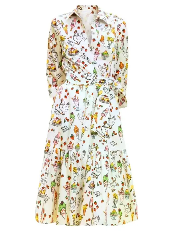 ALESSANDRO ENRIQUEZ Graphic Print Tiered Mini Dress - White