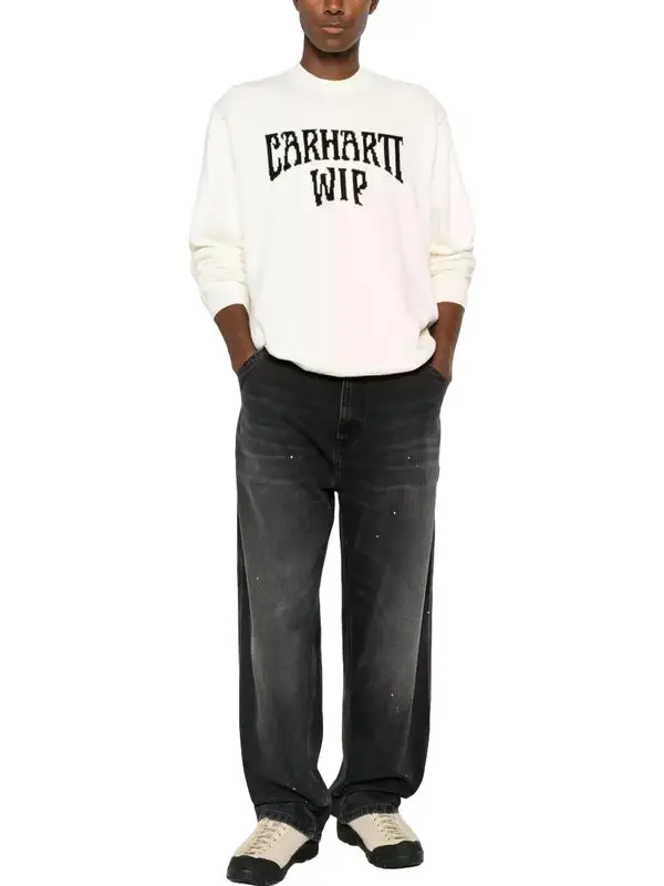 Carhartt Work In Progress Intarsia Logo Crew Neck Sweater - Neutrals