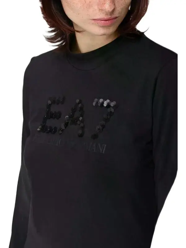 EA7 Sequin Logo Long Sleeve T-shirt - Black
