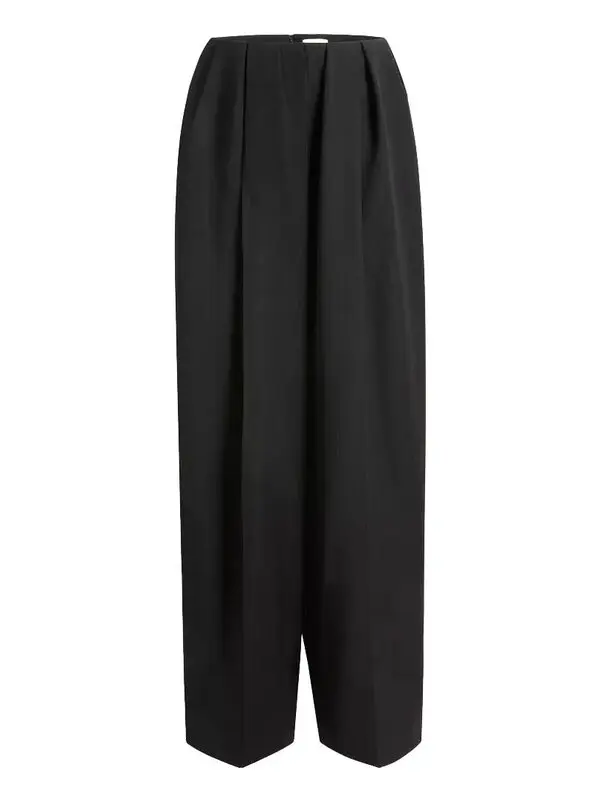 Khaite Kaia Pleated Wide-leg Trousers - Black