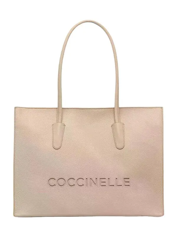 COCCINELLE Grained Leather Tote Bag - Neutrals