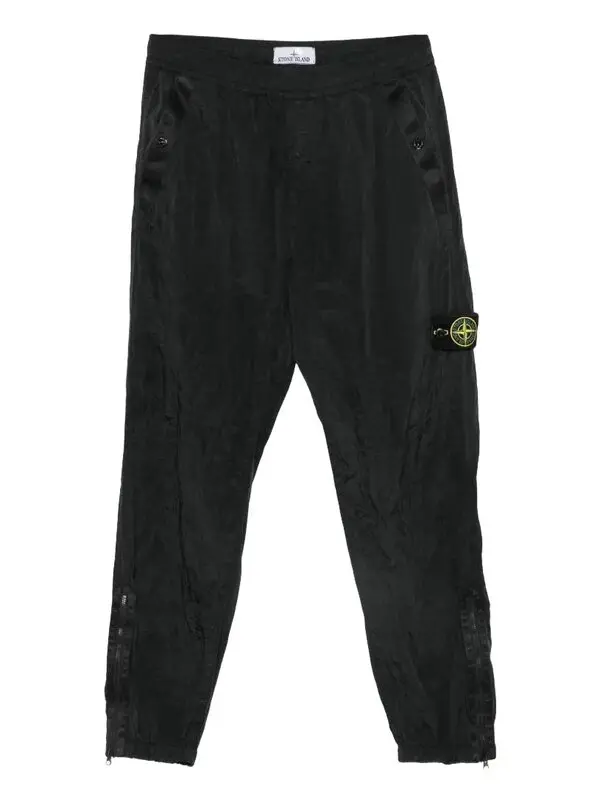 Stone Island Logo-patch Crinkled Track Pants - Black
