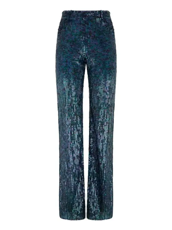 Alberta Ferretti Sequin-embellishment Straight-leg Trousers - Blue