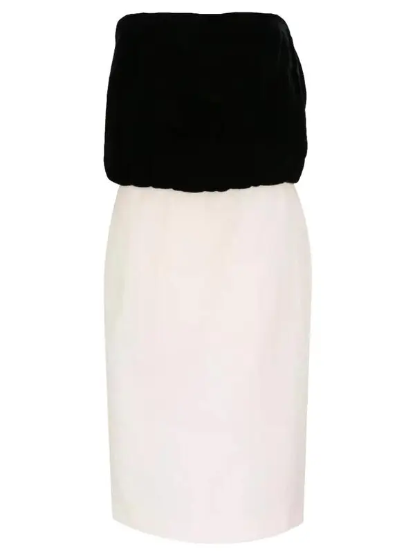 TOM FORD Strapless Velvet-panel Dress - Neutrals