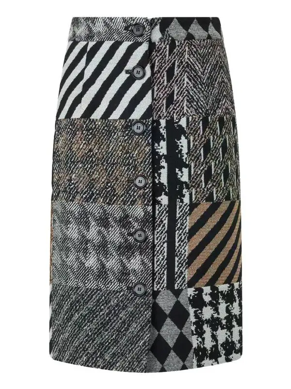 Moschino Patchwork Button-front Midi Skirt - Black