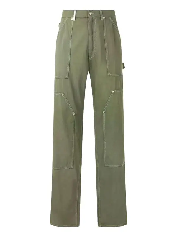 Moschino Contrast Stitch Straight-leg Trousers - Green