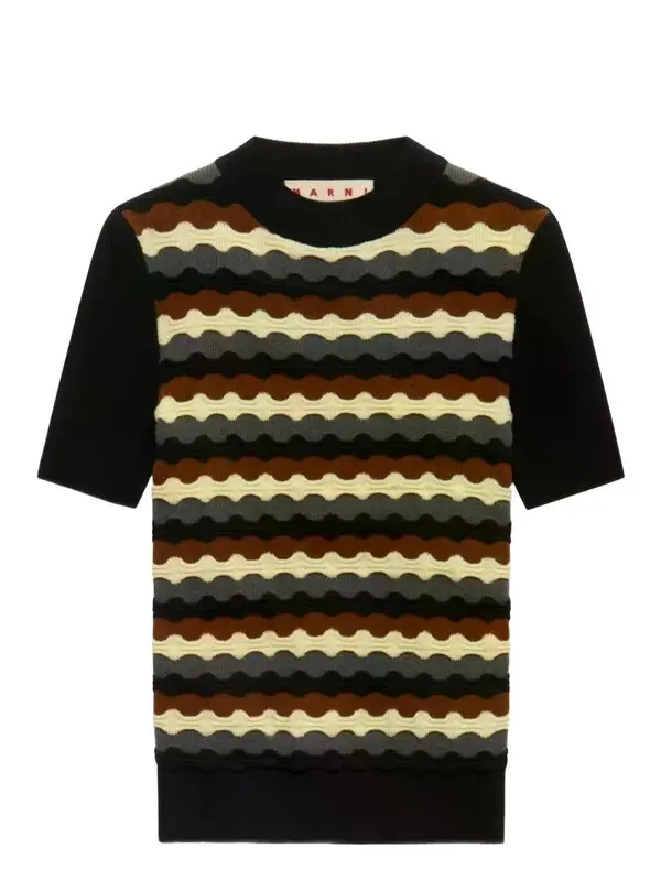Marni Wool Jumper With 3d Wave Motif - Black