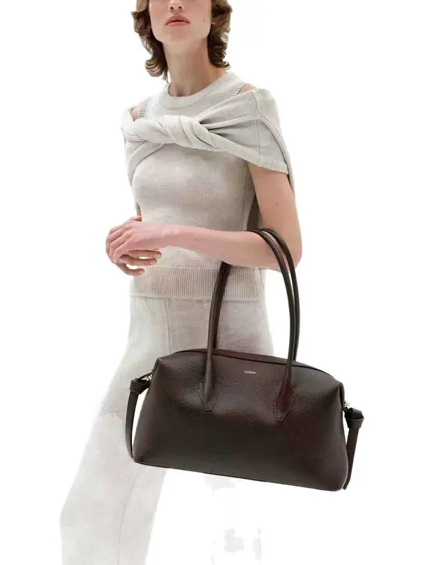 Yuzefi Brioche Grained Leather Shoulder Bag - Brown