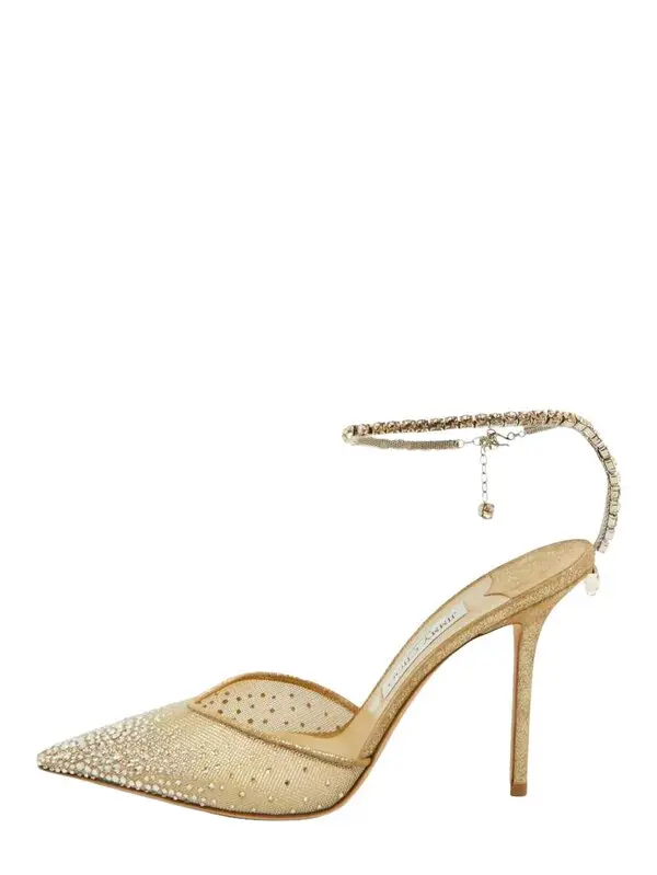 JIMMY CHOO Saeda Crystal-embellished Stiletto Pumps - Gold