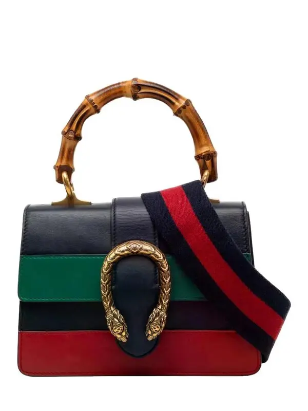 Gucci 2016-2026 Mini Calfskin Web Bamboo Dionysus Satchel - Blue