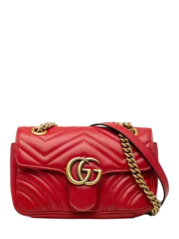 Gucci Small Gg Marmont Matelassé Calfskin Shoulder Bag - Red