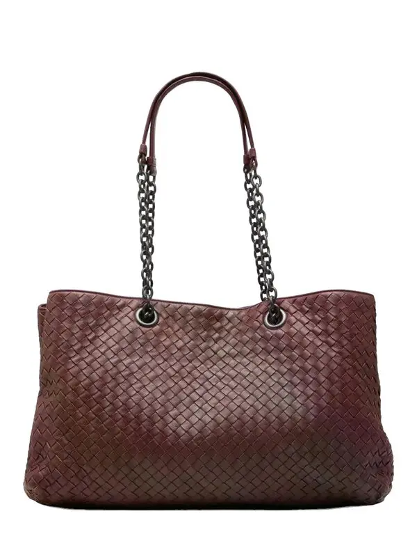 Bottega Veneta Large Nappa Intrecciato Double Chain Tote Bag - Red