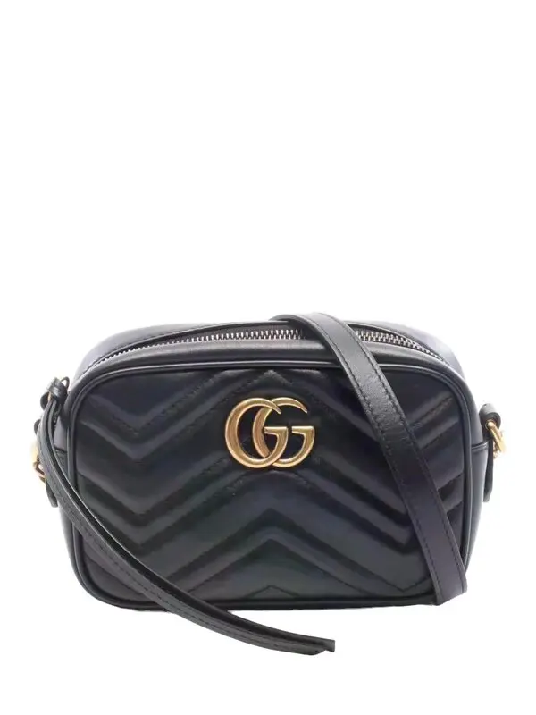 Gucci Mini Gg Marmont Matelassé Leather Crossbody Bag - Black