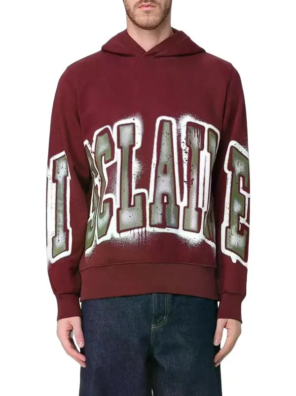 DISCLAIMER Logo Print Cotton Hoodie - Red
