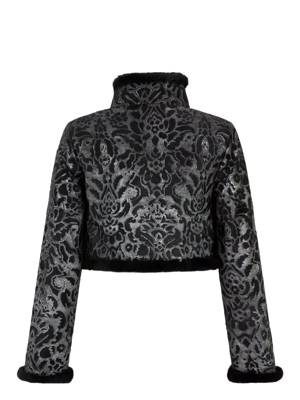 Moschino Damask Pattern Faux-fur Trim Jacket - Black