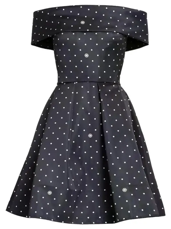 Elie Saab Polka-dot Off-the-shoulder Dress - Blue