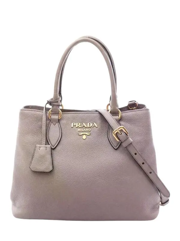 Prada Vitello Daino Leather Tote Bag - Grey