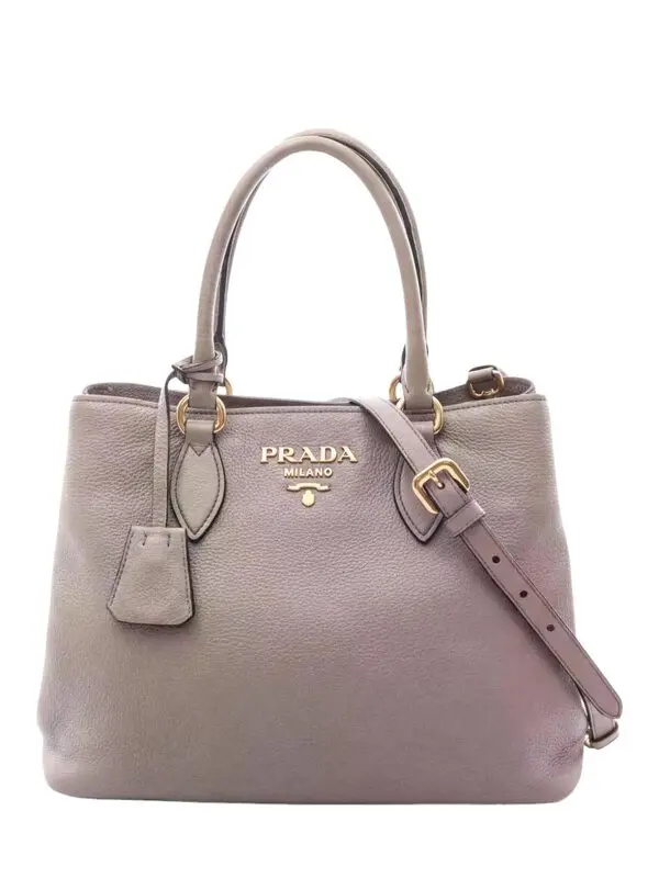 Prada Vitello Daino Leather Tote Bag - Grey