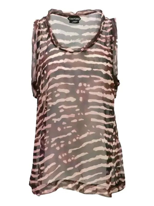 TOM FORD Zebra Print Sleeveless Top - Brown