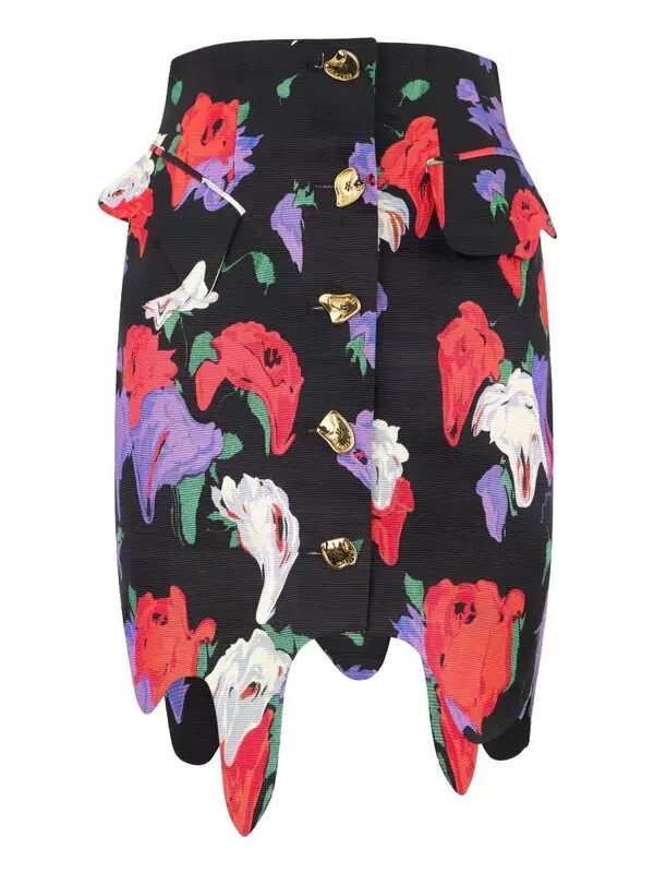 Moschino Floral Print Asymmetrical Skirt - Black