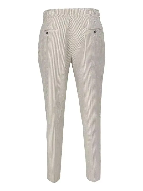 Isaia Vertical Stripe Drawstring Trousers - Neutrals