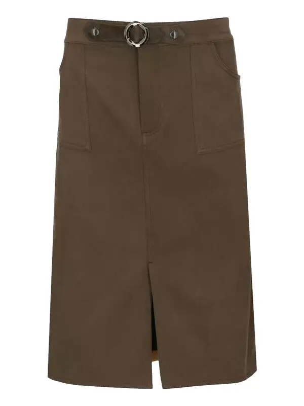 TOM FORD Belted Front Slit Midi Skirt - Brown