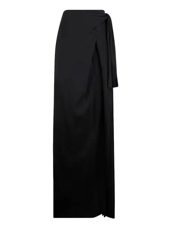 Alberta Ferretti Draped Wrap-style High-waisted Maxi Skirt - Black