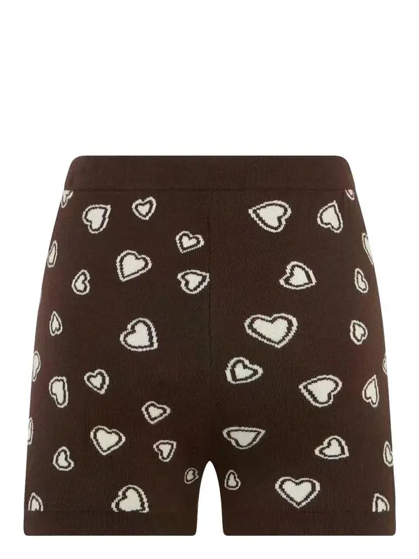 Moschino Heart-print Wool Mini Shorts - Brown