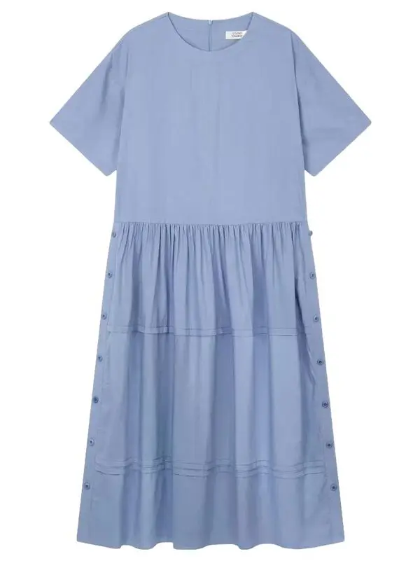 STUDIO TOMBOY Button-detail Tiered Midi Dress - Blue